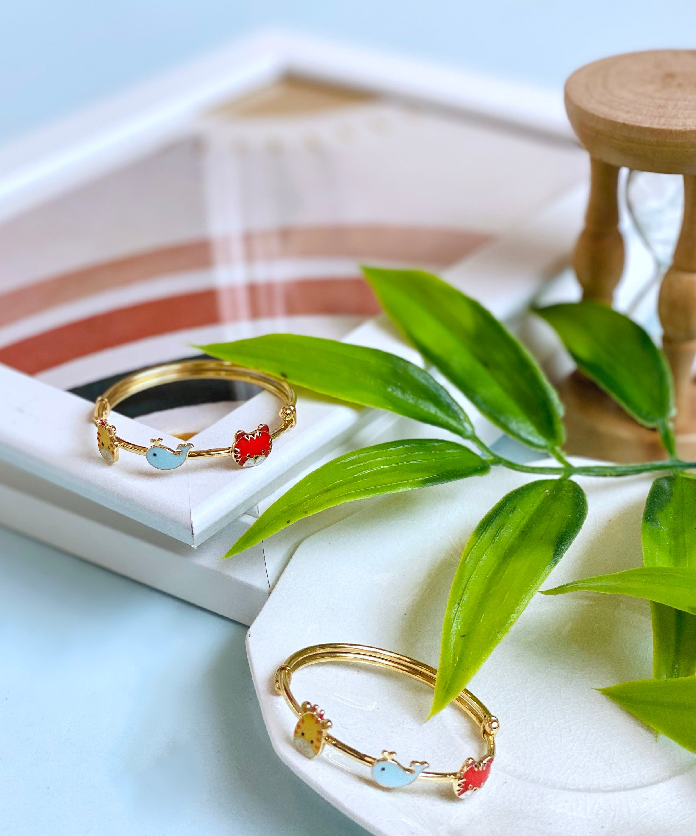 Kids Gold Kada with three cute animal charms – Love Anamitra